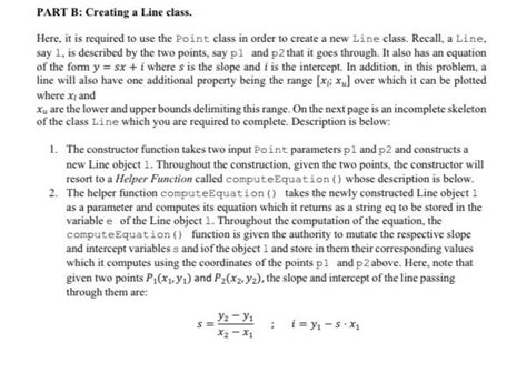 Solved PART B Creating A Line Class Here It Is Required Chegg