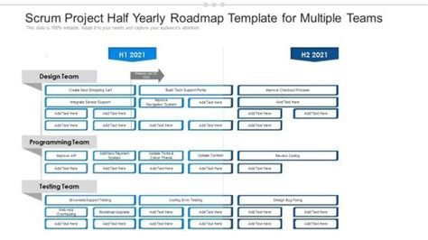 scrum project half yearly roadmap template for multiple teams diagrams