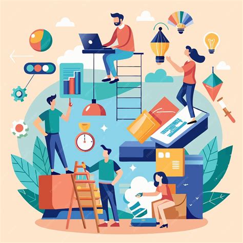 Premium Vector Collaborative Workflow And Project Management