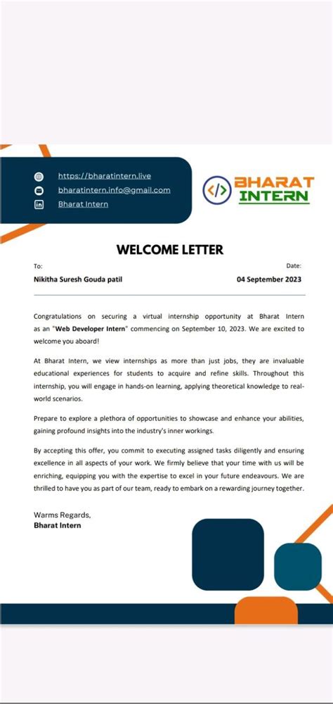 Nikitha Patil On Linkedin Bharathintern Webdevelopment Intrernship