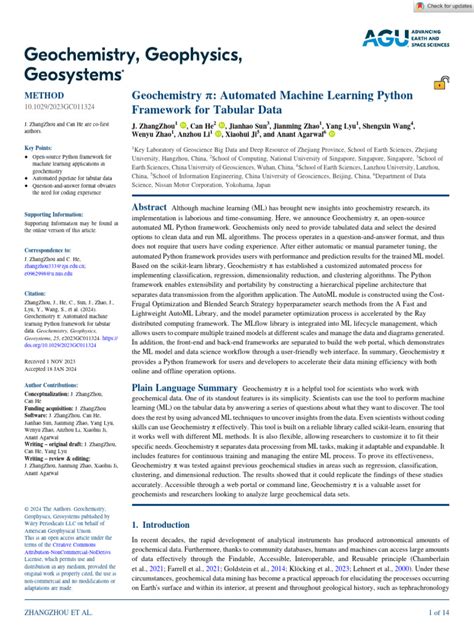 Geochem Geophys Geosyst 2024 Zhangzhou Geochemistry Automated