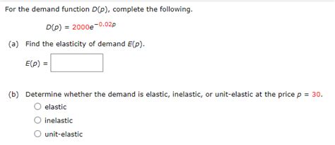 solved for the demand function d p ﻿complete the
