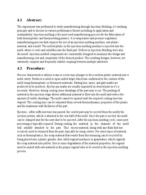 Lab Report Injection Molding Pdf Casting Metalworking Building