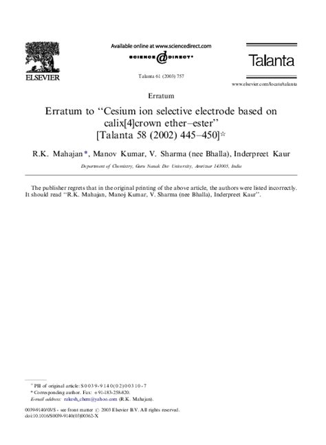 pdf erratum to “cesium ion selective electrode based on calix[4]crown