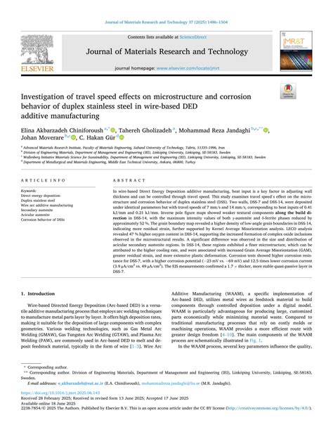 Pdf Investigation Of Travel Speed Effects On Microstructure And Corrosion Behavior Of Duplex