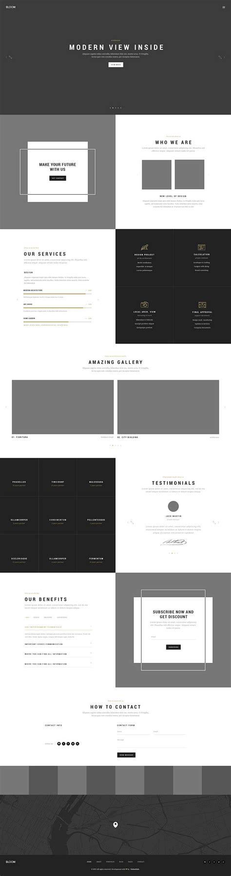 公司商业网站网页界面首页黑白灰psd