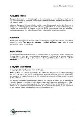 Basics Of Computer Science Tutorial PDF