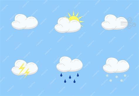 Premium Vector Weather Clouds Forecast Sticker Set With Sun Wind Rain