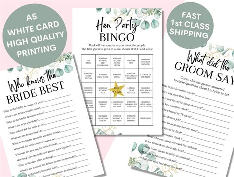 Hen Party Games Bundle Hen Party Bingo Bride Groom Shower Etsy