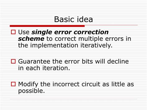 Ppt Diagnosis And Correction Of Logic Design Errors In Circuits Powerpoint Presentation Id
