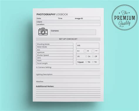 Approved Kdp Photography Logbook Photographer Planner Printable Photography Journal Pdf