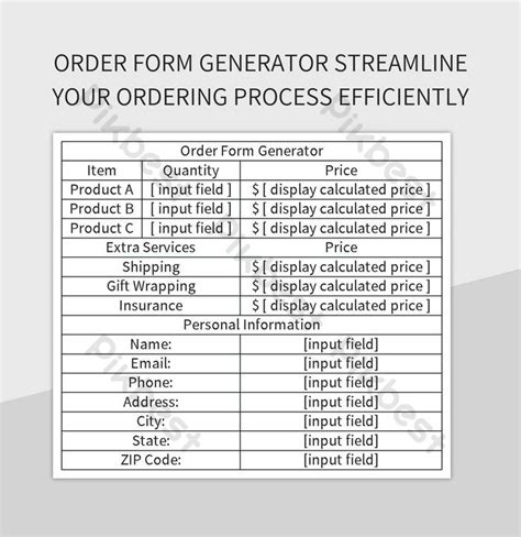 Generate Order Forms To Efficiently Streamline Your Ordering Process Excel Template Free
