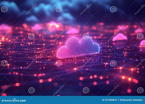 Digital Connectivity Glowing Data Nodes Drift In A Digital Cloud Ideal For Sleek Banner Design