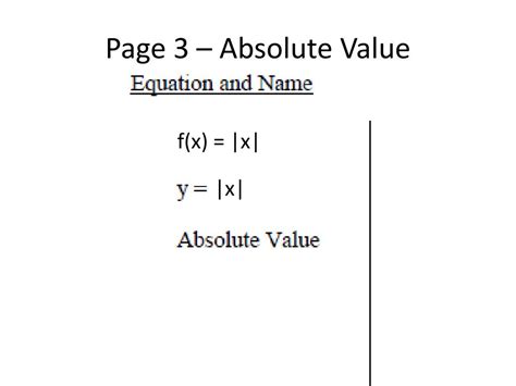 PPT Parent Function Booklet Linear Quadratic Cubic Absolute Value PowerPoint Presentation