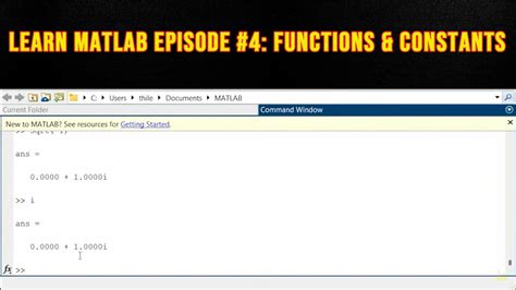 Learn Matlab Episode 4 Functions And Constants Part 1 Youtube