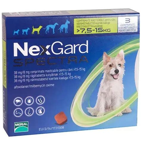Нексгард (NexGard) Спектра 7,5-15 кг (М) таблетка від бліх та кліщів 3 ...