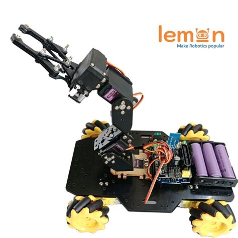Arm 4dof Car Mecanum Robot Bộ Xe Mecanum Cánh Tay Robot 4 Bậc Arduin Lemon Robotics