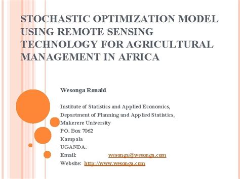 Stochastic Optimization Model Using Remote Sensing Technology For