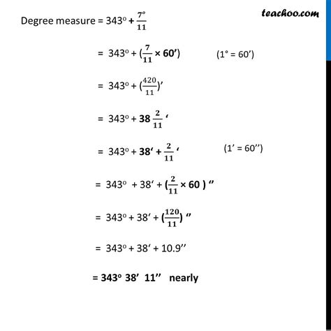 Example Convert Radians Into Degree Measure Class