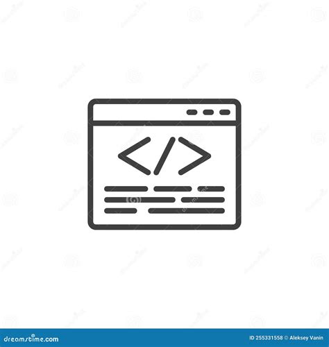 Web Page Coding Line Icon Stock Vector Illustration Of Logo