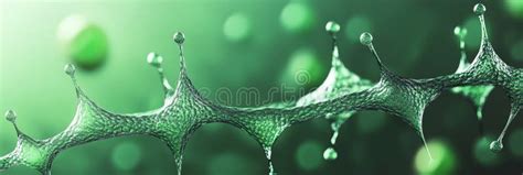 Abstract Green Network Connection Of Splashes With Spherical Blurred Background 3d Rendering