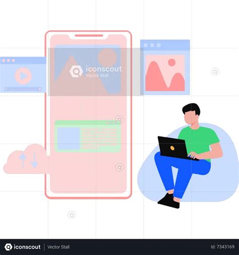 Best App Developer Working On Mobile App Illustration Download In Png And Vector Format