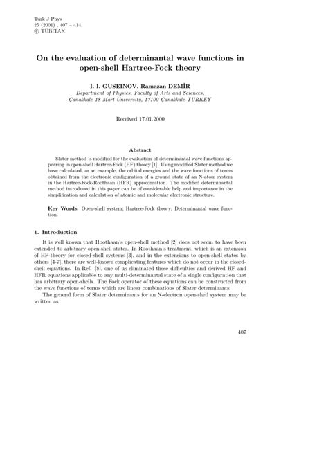 pdf on the evaluation of determinantal wave functions in open shell