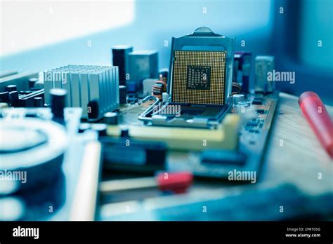 Selective Focus Computer Chip On Socket Chipset On Electronic Circuit