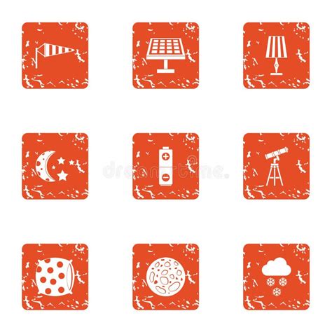 Celestial Icons Set Grunge Style Stock Vector Illustration Of Grass Discovery 117582367