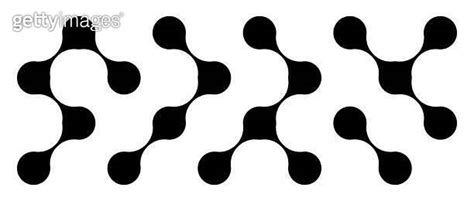 Black Meta Balls Set Diagonal Connected Morph Dots Liquid Blobs Pattern Collection Thin