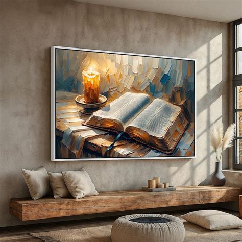 Bible And Candle Wall Art Christian Faith Poster Or Canvas