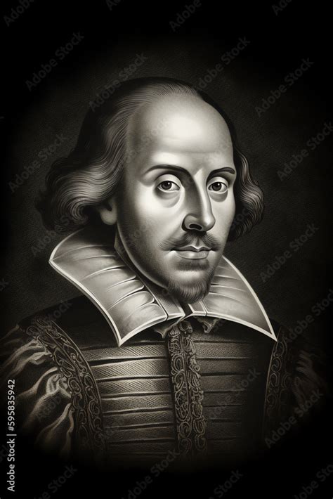 William Shakespeare Engraved Portrait Of The Famous English Elizabethan