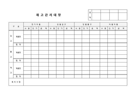 매장재고관리기본 비즈폼 샘플양식 다운로드