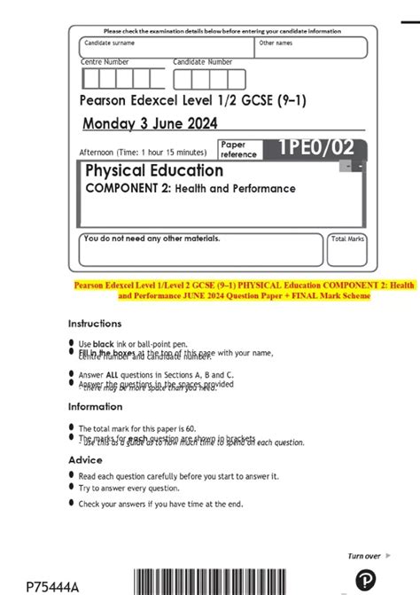 bundle pearson edexcel level 1 level 2 gcse 9 1 physical education