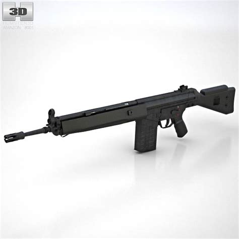 黑克勒 科赫 G3a3 3d模型 下载 突击步枪 开启