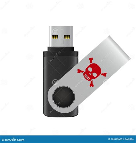 Infected Usb Flash Drive On White Background Usb Flash Drive Virus Icon Stock Vector