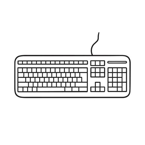 Computer Keyboard Hand Drawn Vector Illustration Isolated On White