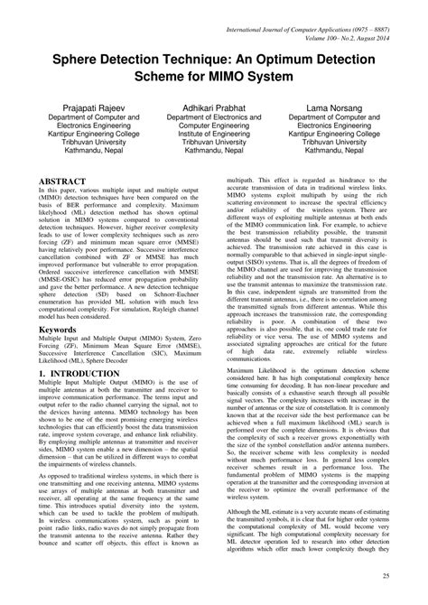 pdf sphere detection technique an optimum detection scheme for mimo