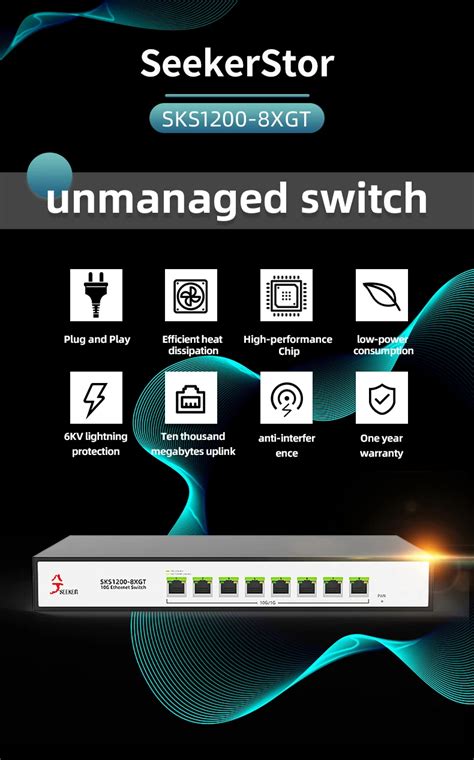 8 port network switch 100 1000 2500 10000mbps rj45 ports 10g unmanaged