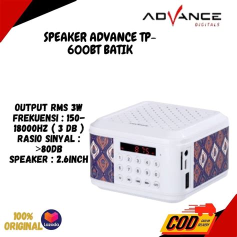 Speaker Advance Tp 600bt Batik Speaker 6 Inch Speaker Kecil Speaker Portable Speaker Advance