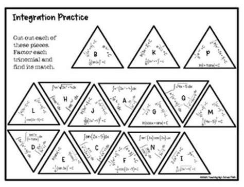 Calculus Integration U Substitution Tarsia Puzzle By Teaching High