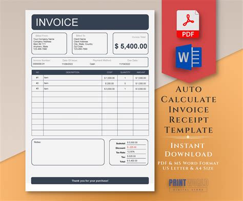 Word Invoice Template That Calculates