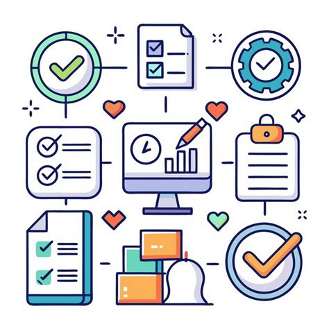 Colorful Illustration Of Workflow Checklist And Business Success With