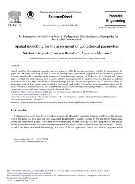 Pdf Spatial Modelling For The Assessment Of Geotechnical Parameters