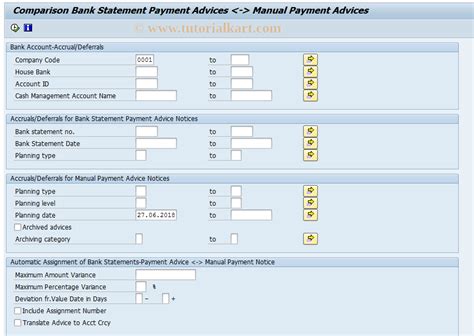 ffa1 sap tcode compare advices with bk stmt advices