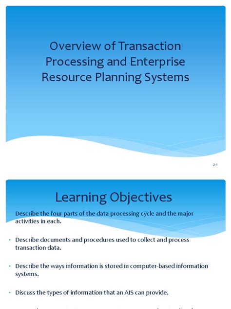 Overview Of Transaction Processing And Enterprise Resource Planning Systems Pdf Enterprise