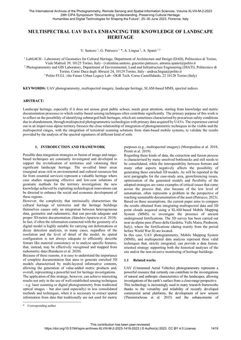 PDF MULTISPECTRAL UAV DATA ENHANCING THE KNOWLEDGE OF LANDSCAPE HERITAGE