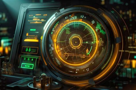 premium photo a green and yellow circular hud gui ui interface screen