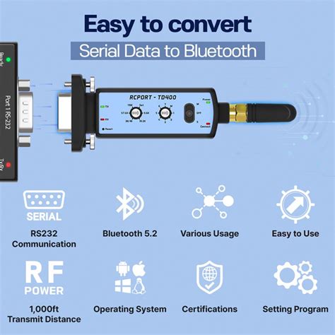 Long Range Bluetooth Rs232 Serial Adapter Wireless Rcport Td400 300m D Sub9 F Ebay