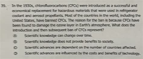 solved 39 in the 1930s chlorofluorocarbons cfcs were introduced as